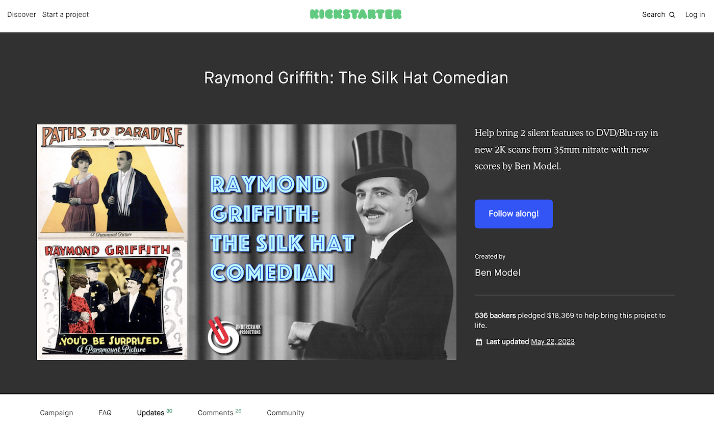 Raymond Griffith: Ready To Launch – Ben Model